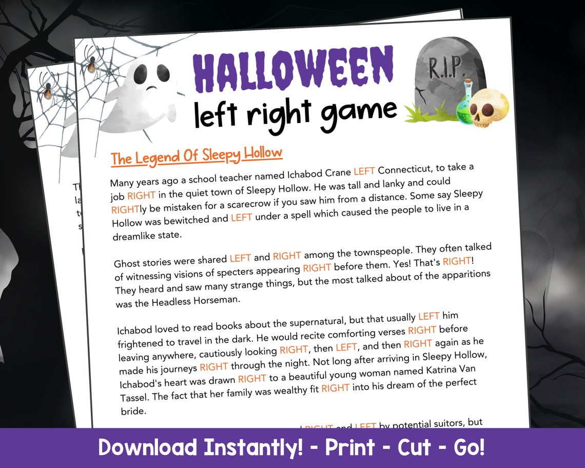 Left Right Game Halloween Printable Pass the Pumpkin Game - Etsy