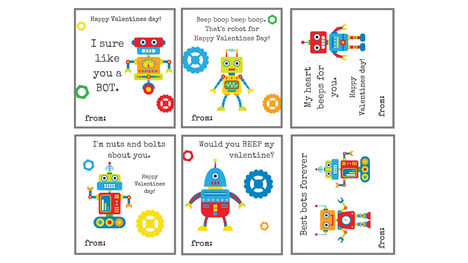 Robot Valentines Printable Robot Valentines Day Card | Etsy