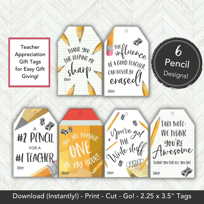 Teacher Appreciation Gift Tag, Teacher Gift Tags Printable Thank You ...