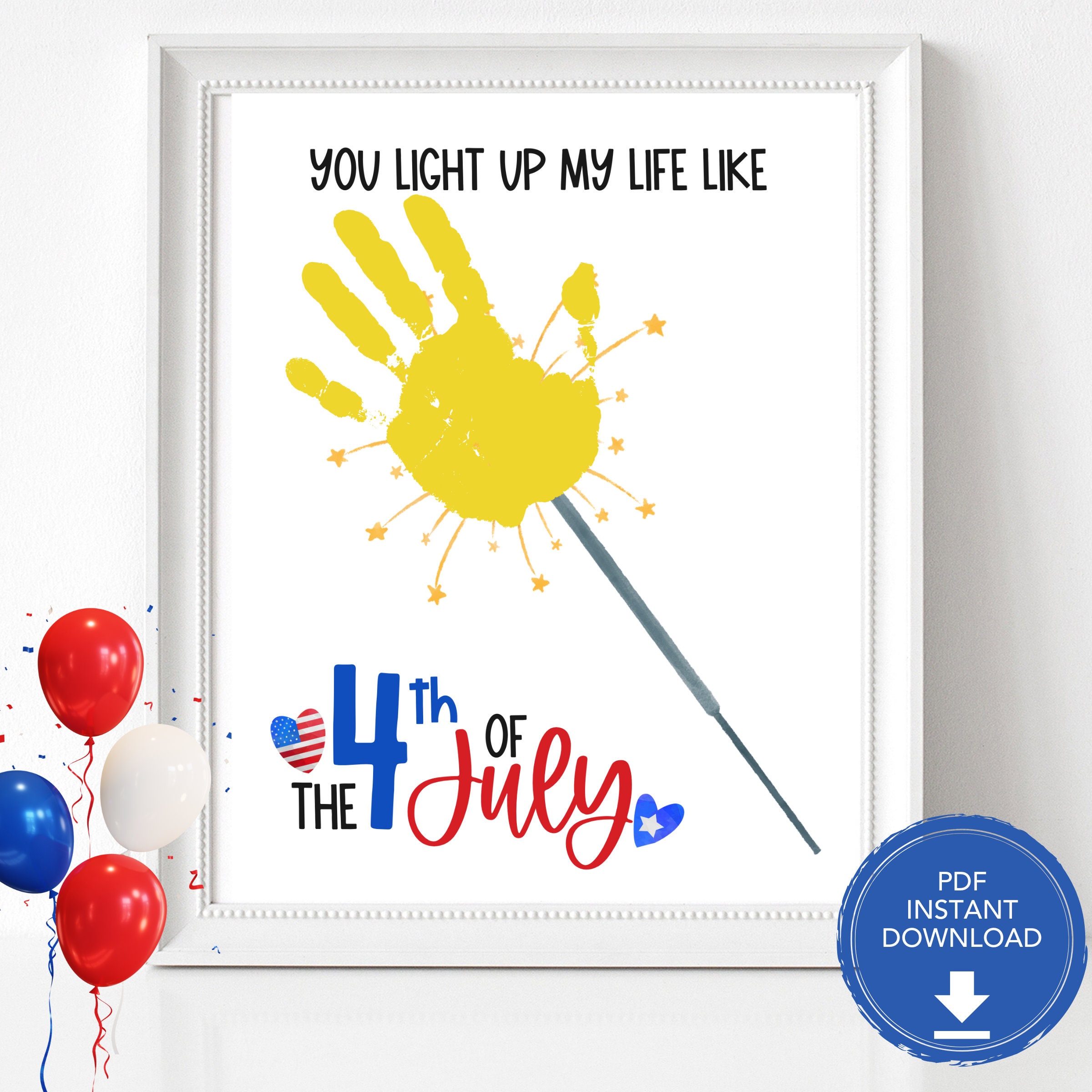Sparkler 4th of July Handprint Art, Fourth of July Handprint Craft ...
