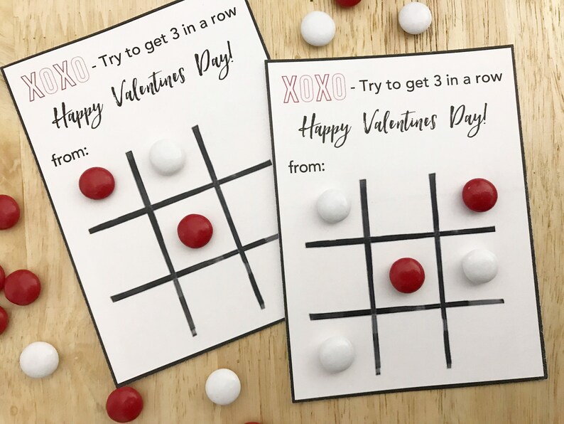 Tic Tac Toe Valentine Cards for Kids Valentine Printable | Etsy