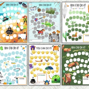 Bundle 'boy' Themed Kids Reward Chart Printable - Etsy