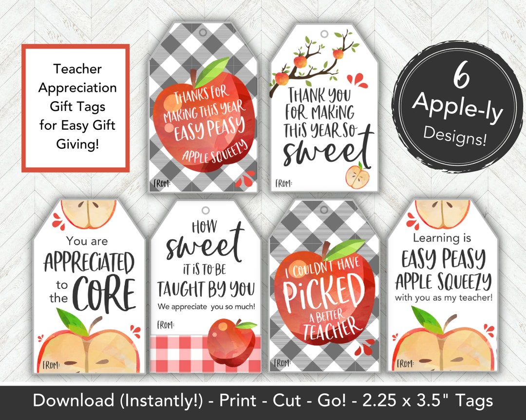 Teacher Appreciation Gift Tag Teacher Gift Tags Printable - Etsy