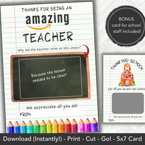 Teacher Appreciation Gift Card Holder Teacher Gift Printable - Etsy