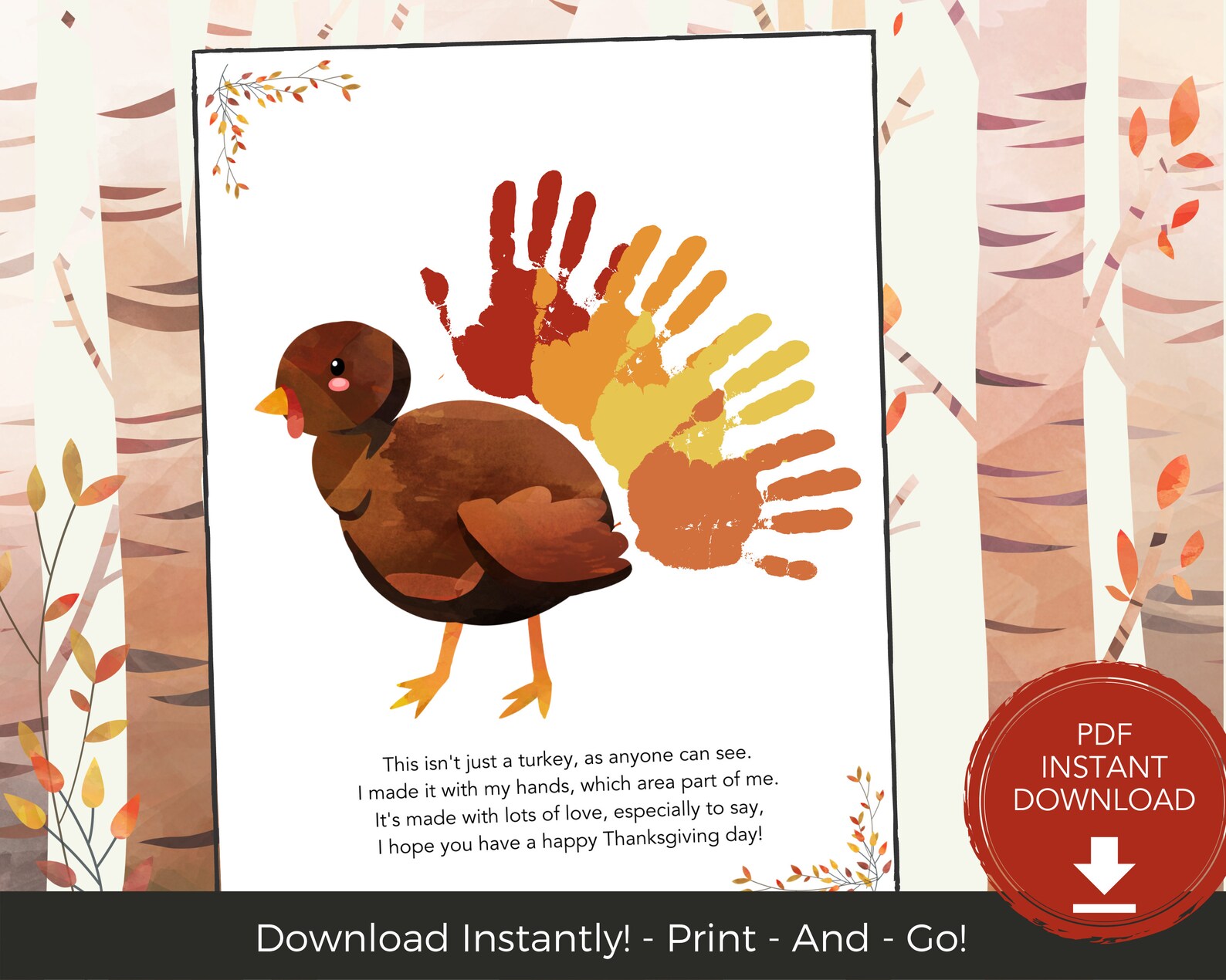 Thanksgiving Craft for Kids Handprint Art for Kids Printable - Etsy