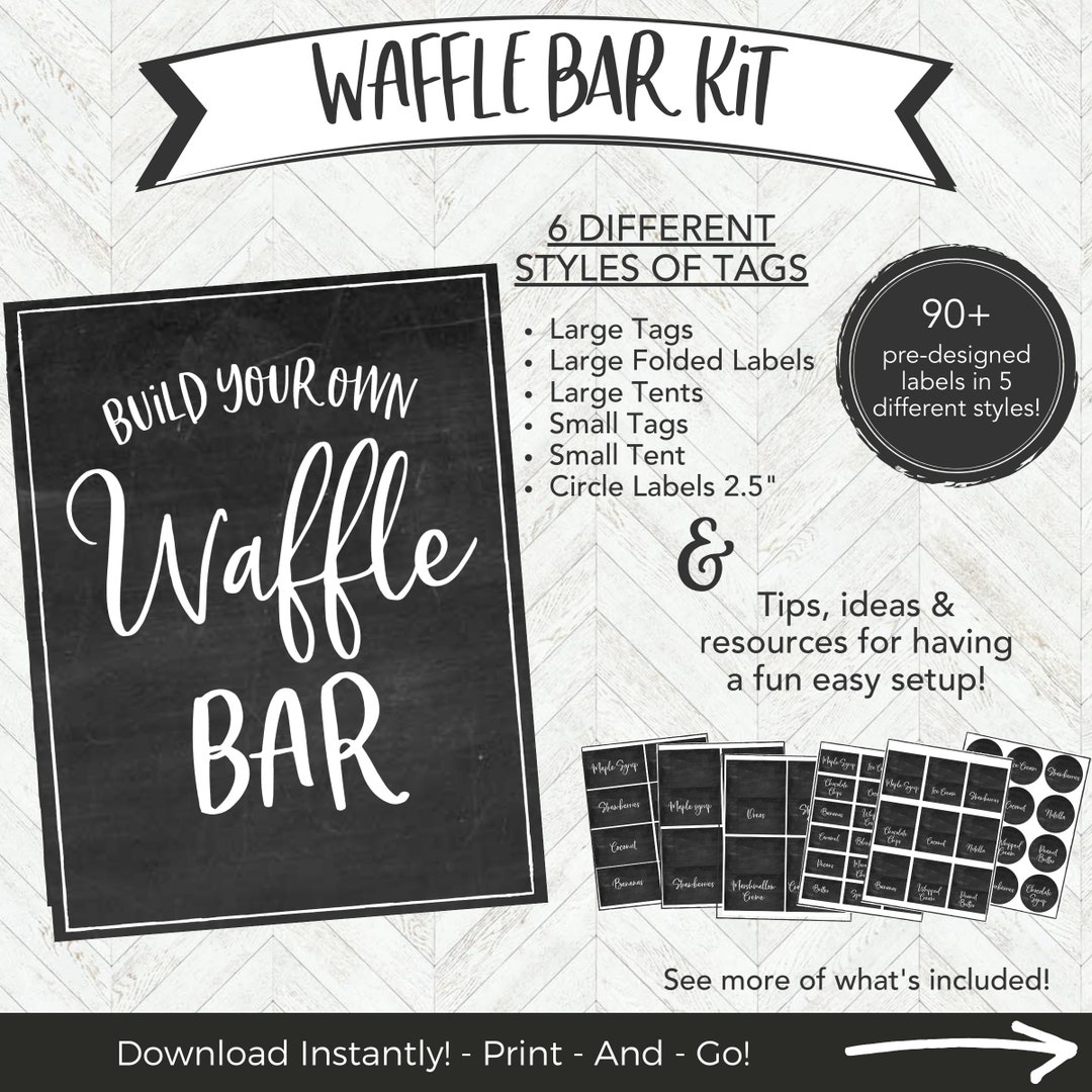 Waffle Bar, Waffle Sign for Wedding, Birthday, Baby Shower, Printable ...