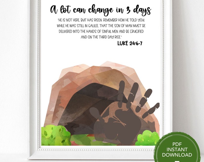 Easter Handprint Craft for Kid, Bible Verse Christian Printable ...