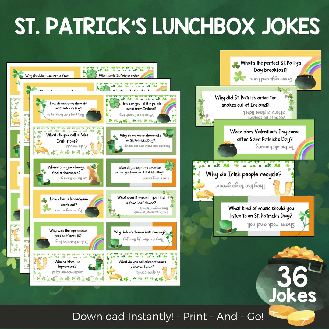 St Patrick's Day Jokes for Kids, Printable St Patricks Lunchbox Notes ...