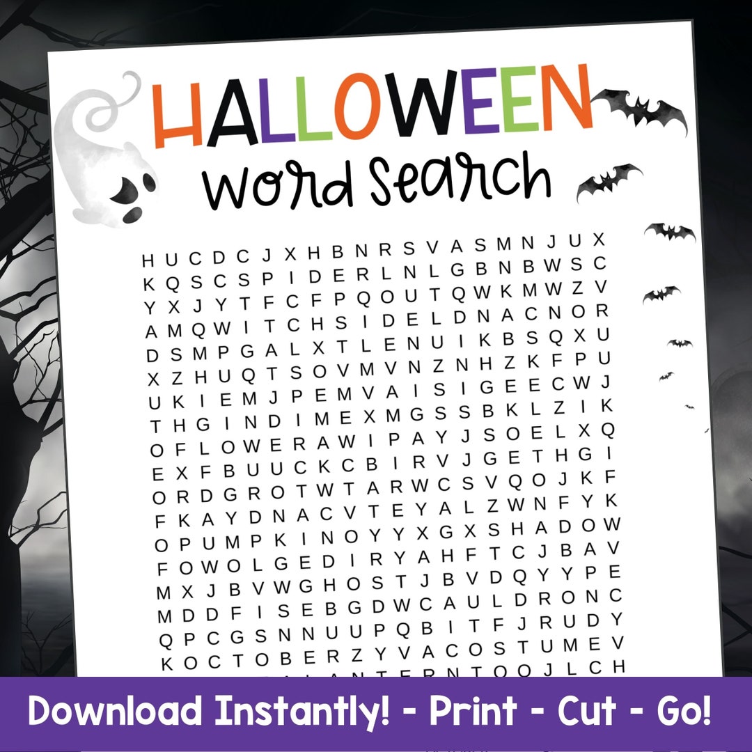 Halloween Word Search for Kids, Halloween Printables, Word Search ...