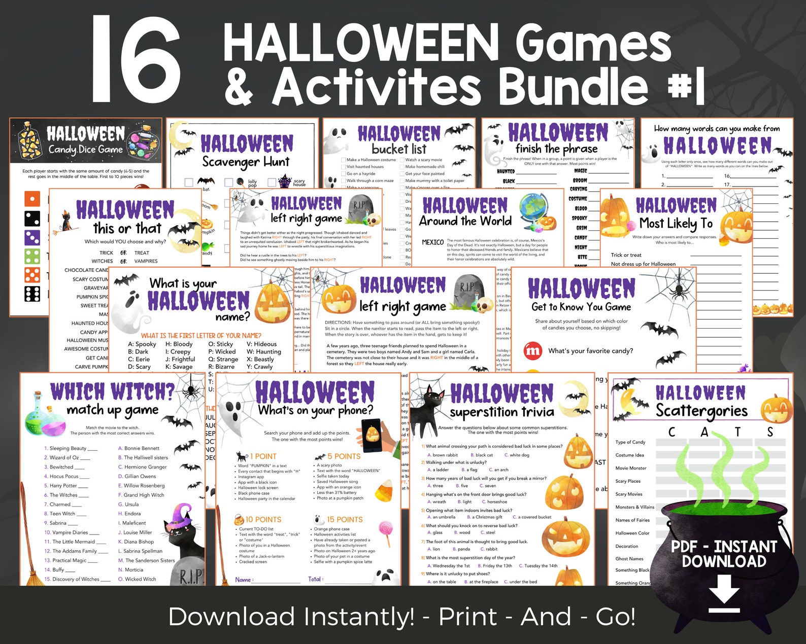 Printable Halloween Games Bundle Halloween Bundle Halloween - Etsy