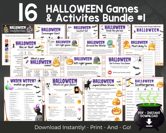 Printable Halloween Games Bundle Halloween Bundle Halloween - Etsy