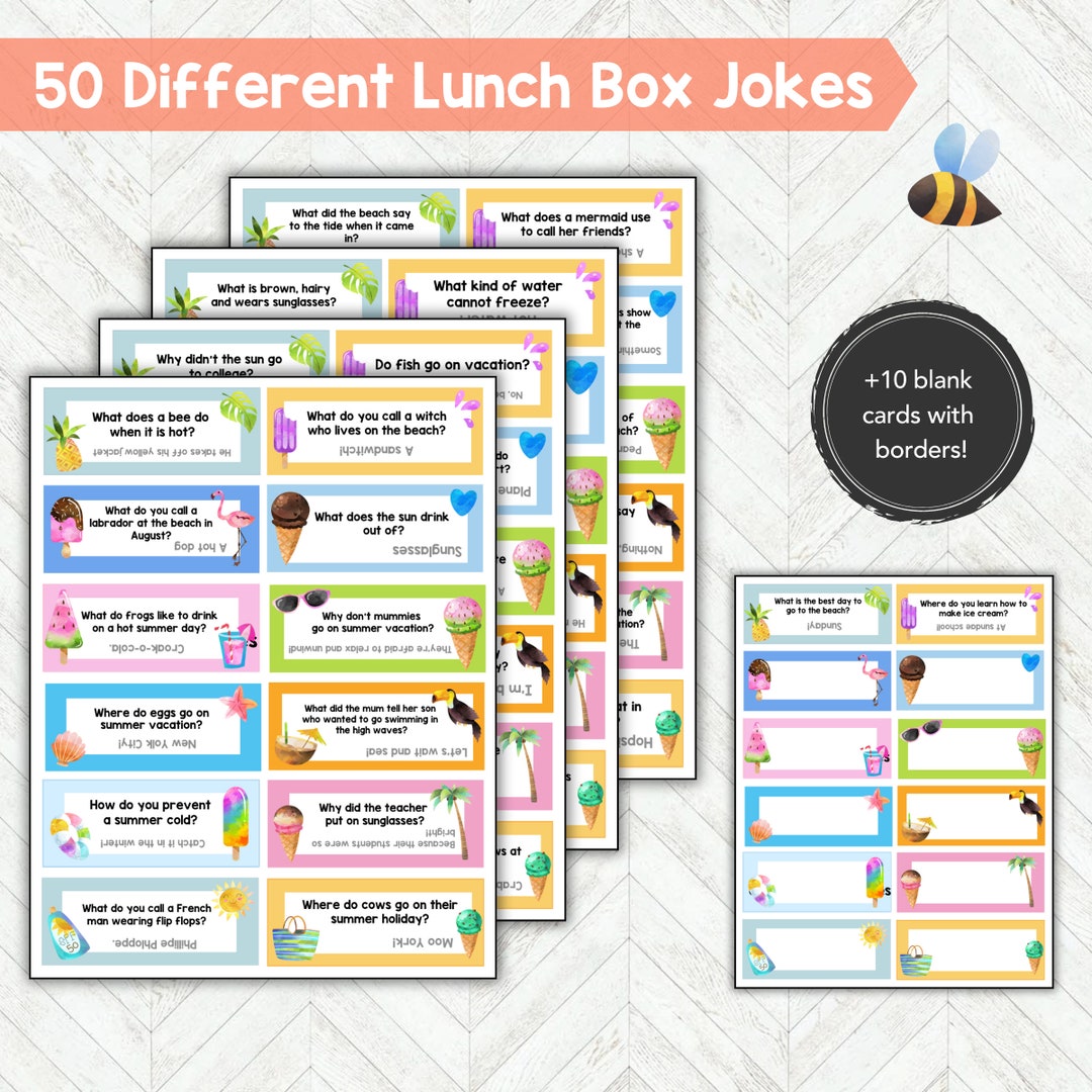 Printable Lunch Box Jokes for Kids, Lunch Box Notes, Funny Jokes, Back ...