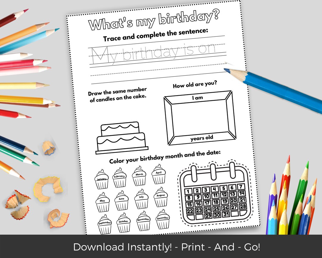 My Birthday Worksheet, Kindergarten Worksheets, Homeschool Activities ...