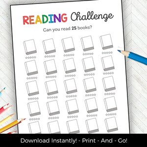 Book Reading Challenge Printable, 50 Book Challenge, Reading Tracker ...