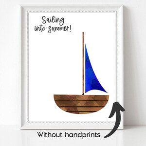Handprint Sail Boat Craft, Printable Summer Handprint Art, End of ...