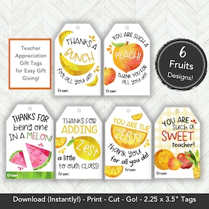 Fruit Teacher Appreciation Gift Tag, Bulk Teacher Gift Easy, School ...