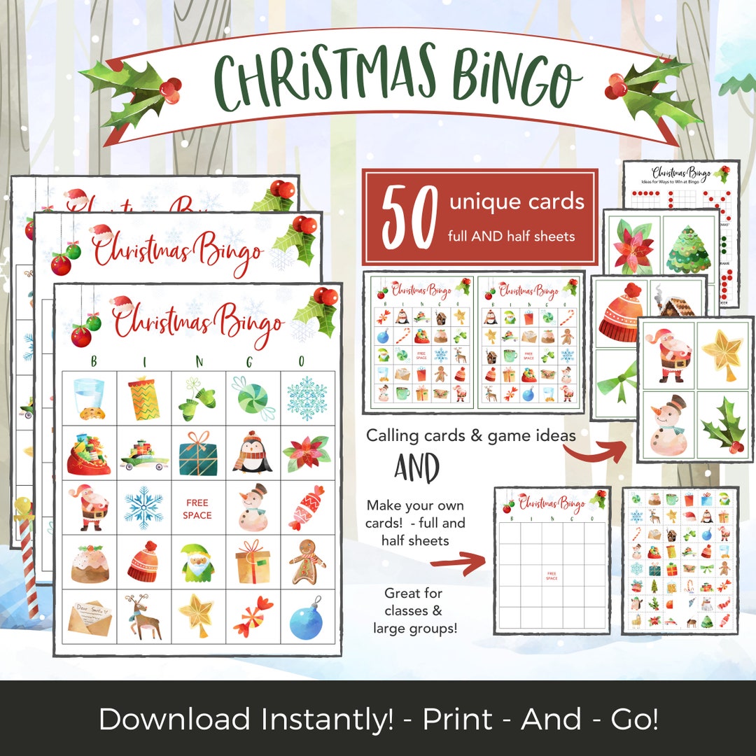 Christmas Bingo Cards, Printable Christmas Games Pack, Christmas Party ...
