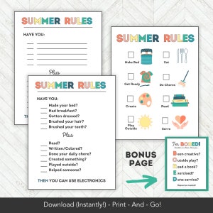 2025 Summer Calendar, Summer Planner Bundle, Kids Chore Chart, Summer ...