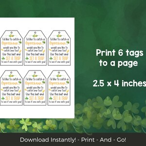 Leprechaun St Patricks Day Printable Gift Tags, St Patricks Day Tags ...