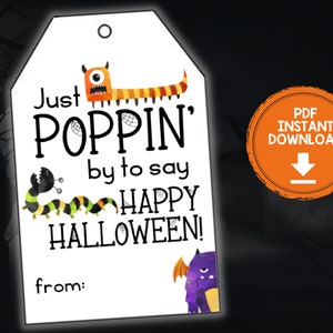 Halloween Popcorn Gift Tag Printable Halloween Party Favor - Etsy