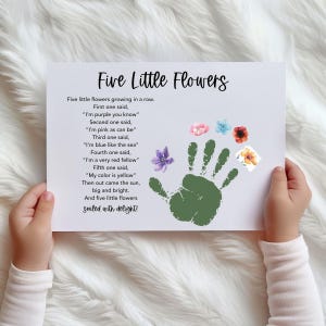 Five Little Flowers Handprint Activity, Preschool or Toddler Handprint ...