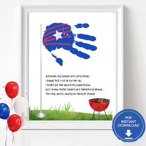 4th of July Poem Handprint Art, Fourth of July American Flag Handprint ...