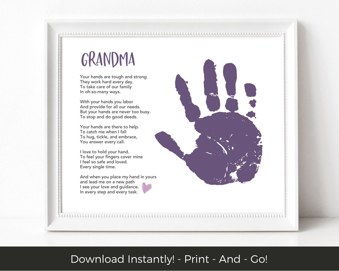 Mothers Day Handprint Art, DIY Mothers Day Gift for Grandma, Gift From ...