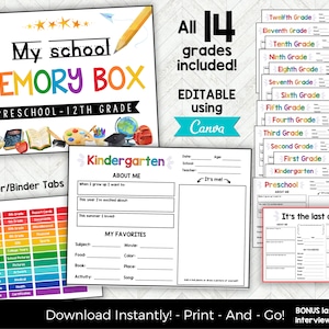 Kids Keepsake Journal EDITABLE School Memory Book Back to - Etsy