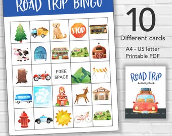Travel Bingo Game Printable, Kids Road Trip Games Printable, Family ...