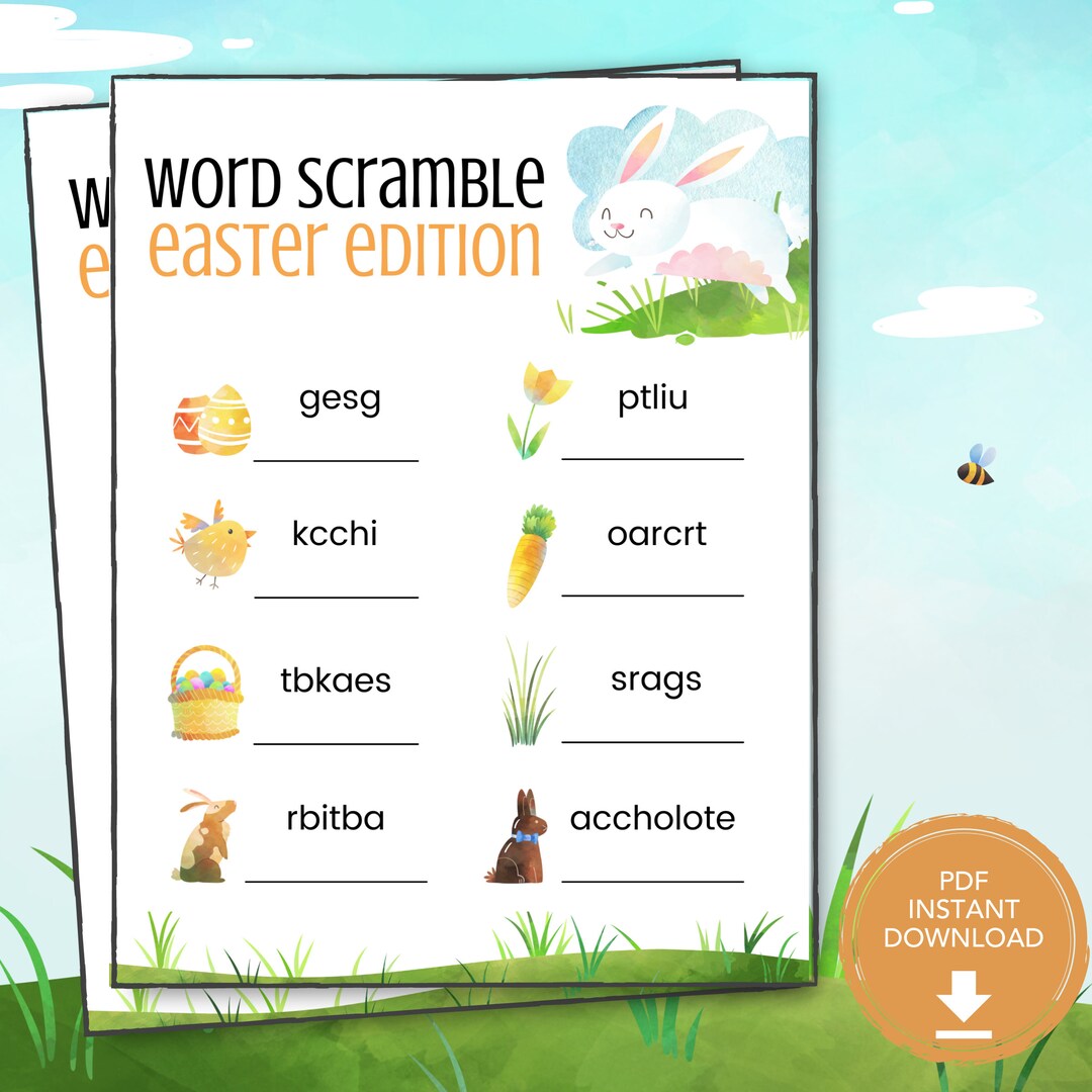 Word Scramble Easter Game, Easter Printable Game for Kids Family Class ...