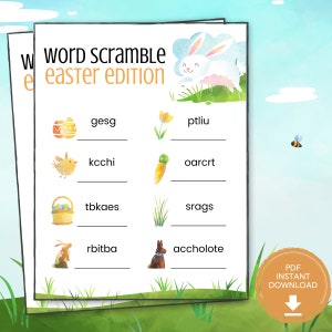 Word Scramble Easter Game, Easter Printable Game for Kids Family Class ...