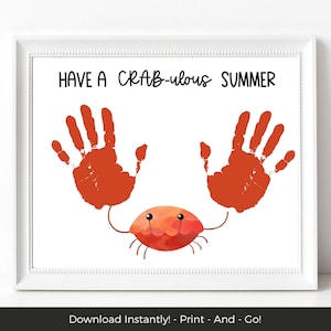 Handprint Crab Craft, Printable Summer Handprint Art, End of School ...