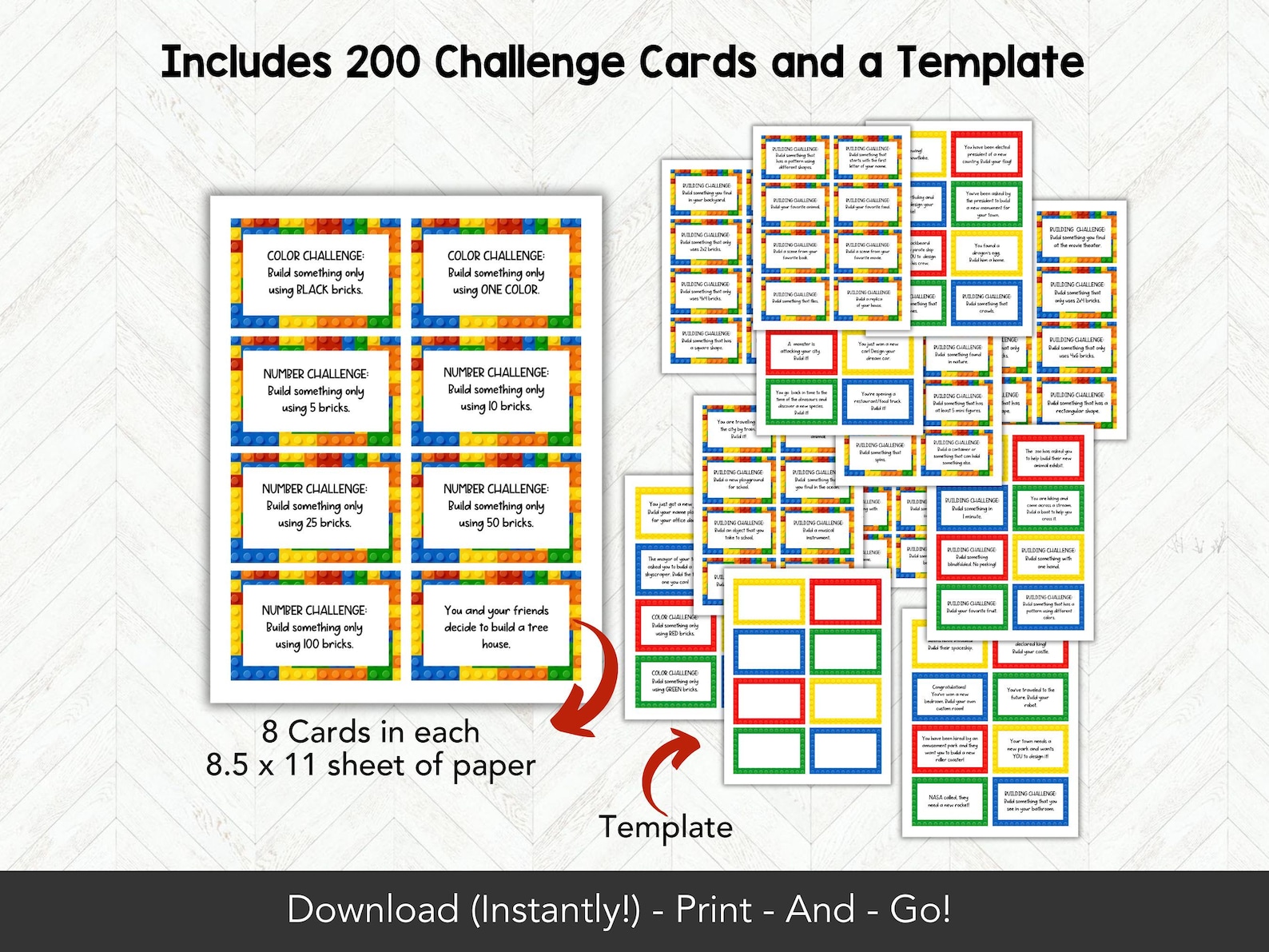Building Block Challenge Cards for Kids, STEM Activity Cards, Brick ...