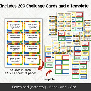 Building Block Challenge Cards for Kids, STEM Activity Cards, Brick ...