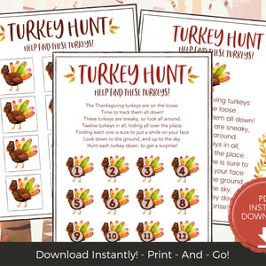 Turkey Hunt Thanksgiving Game for Kids and Adult Parties Instant ...