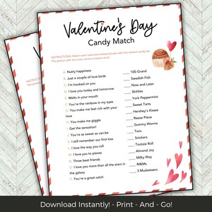 Valentines Candy Match, Valentine Printable Candy Game, Printable ...