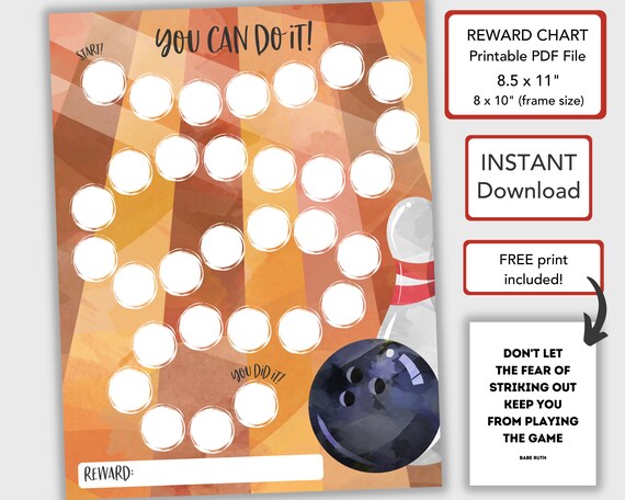 Bowling Reward Chart for Kids Behavior Chart Printable Chore - Etsy