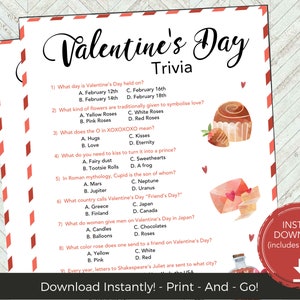 Valentines Trivia Game Printable Valentines Day Games for - Etsy