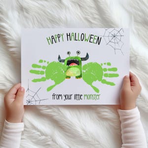 Monster Halloween Handprint Craft, DIY Craft for Kids Art, Halloween ...
