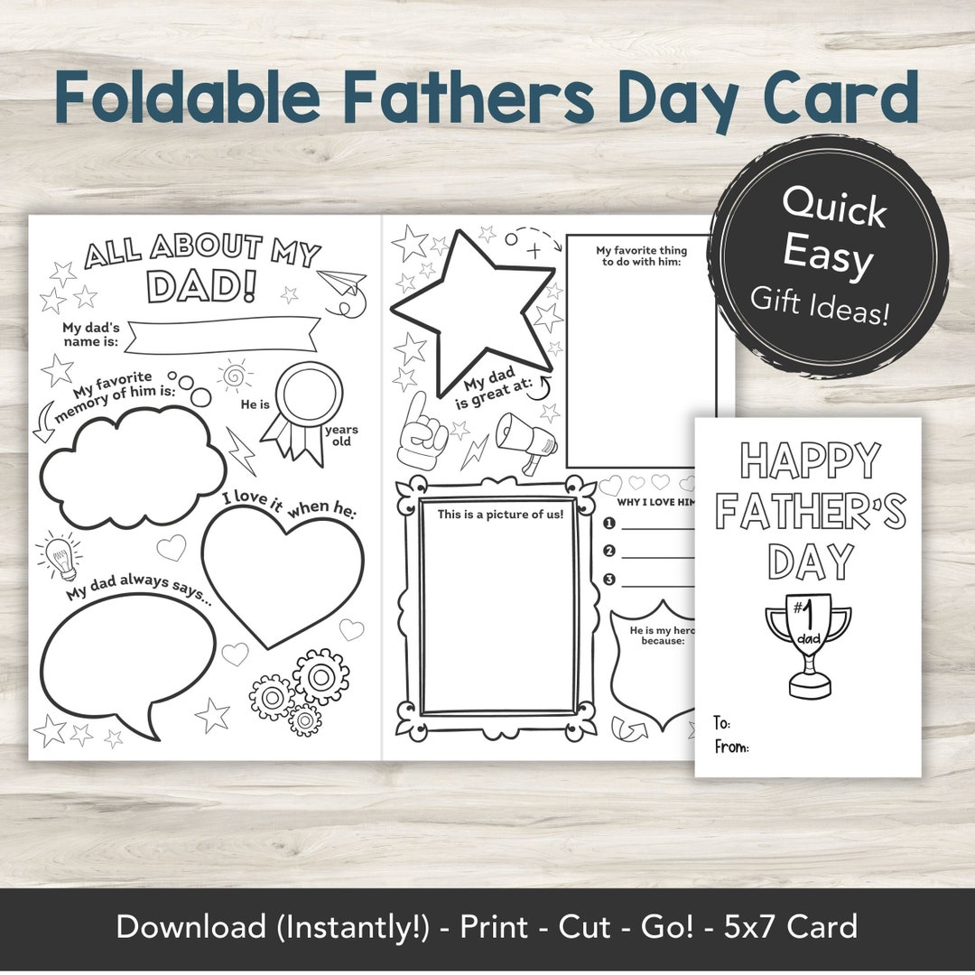 All About My Dad Printable Fathers Day Card, All About Dad DIY Gift for ...