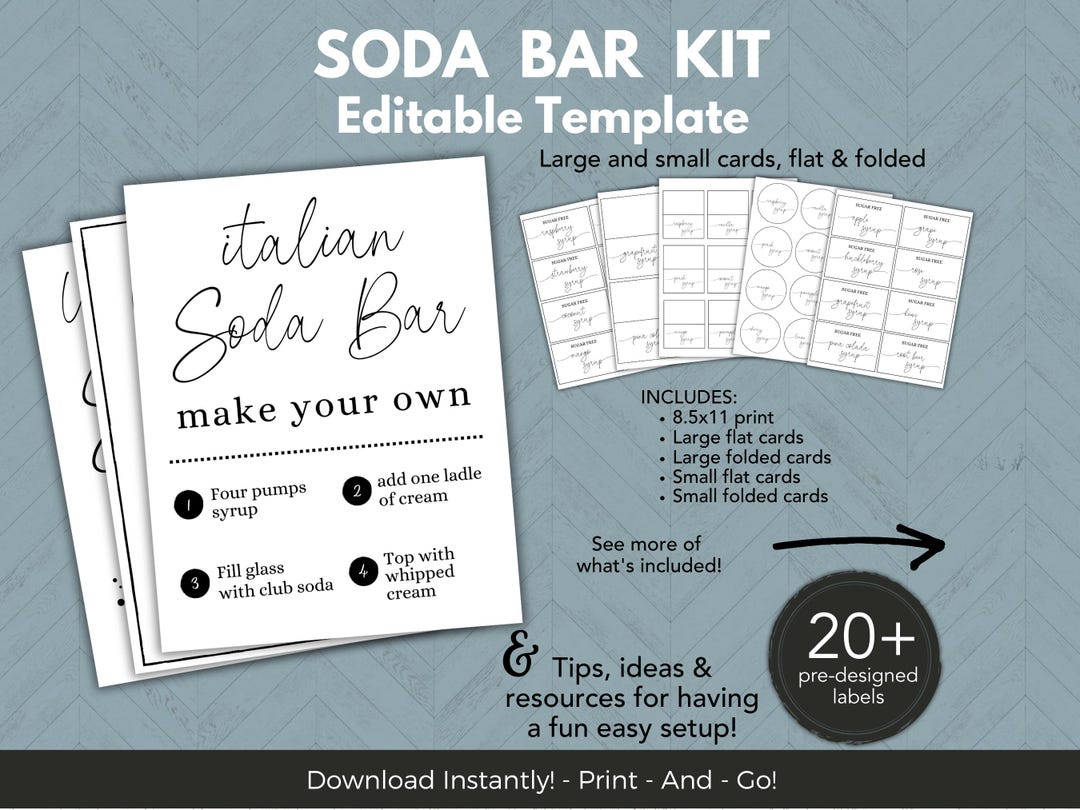 Create Your Own Soda, Italian Soda Bar, Signs for Wedding, Movie Night ...