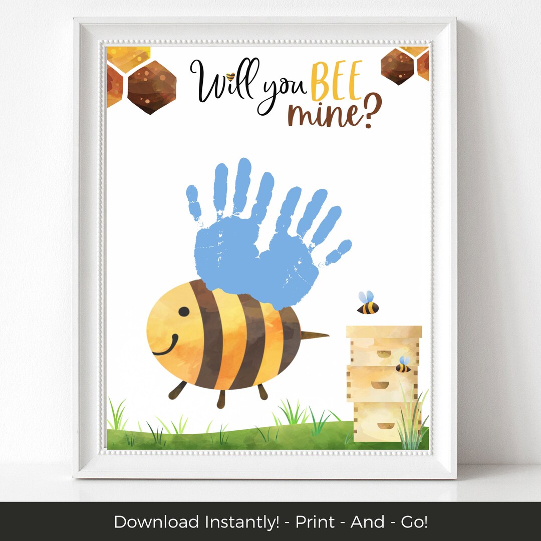 BEE Mine Handprint Craft, Printable Handprint Art, Printable Valentine ...