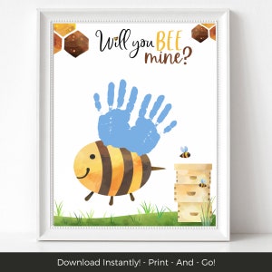 BEE Mine Handprint Craft, Printable Handprint Art, Printable Valentine ...
