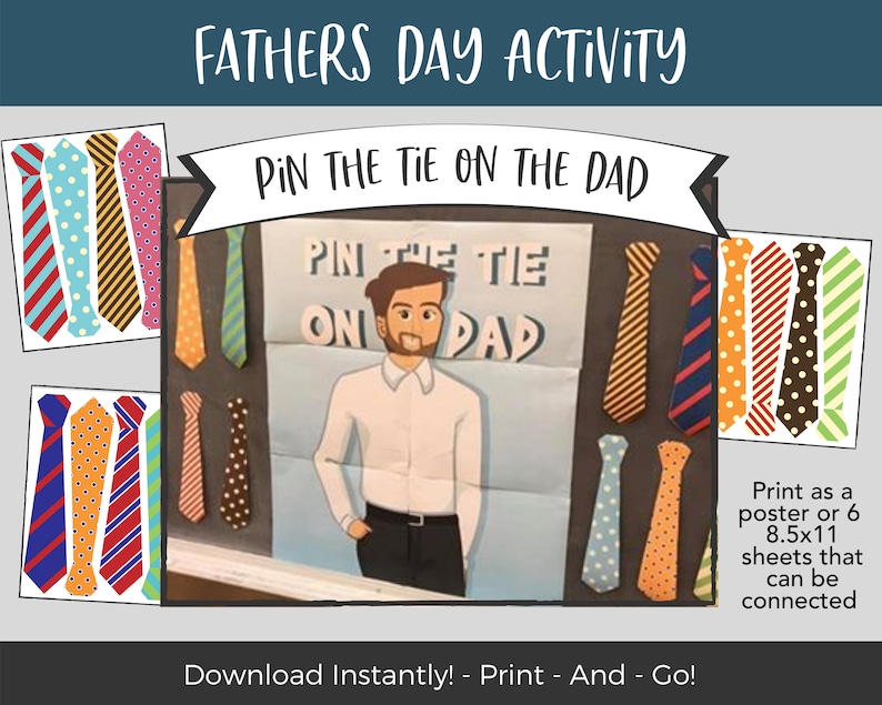 Fathers Day Game, Pin the Tie on the Dad, Fathers Day Personalized Game ...