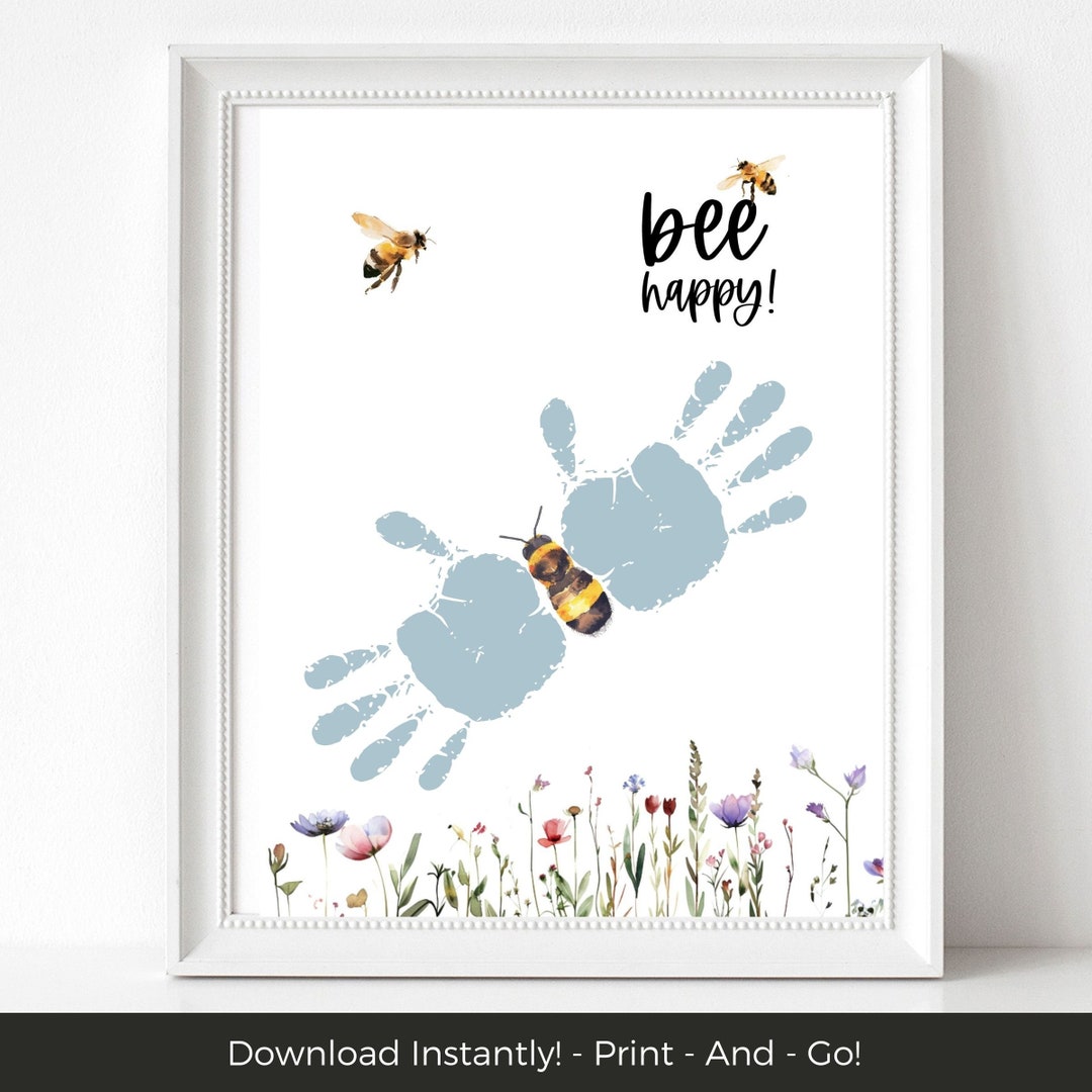 Bee Happy Bumble Bee Handprint Activity, Preschool or Toddler Handprint ...