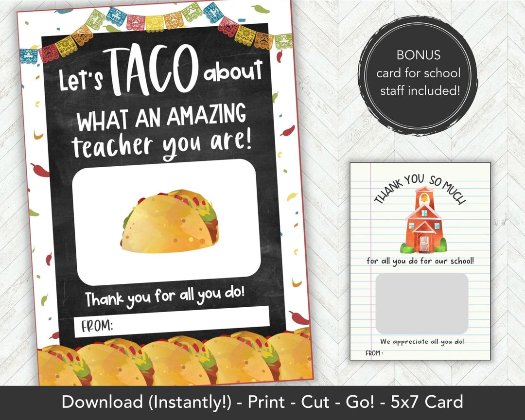 Printable Teacher Gift Card Holder Teacher Appreciation Gift - Etsy
