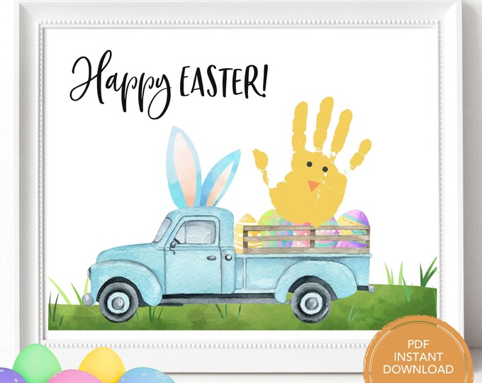 Easter Printable, Spring Printable, Footprint Art, Keepsake Craft for ...