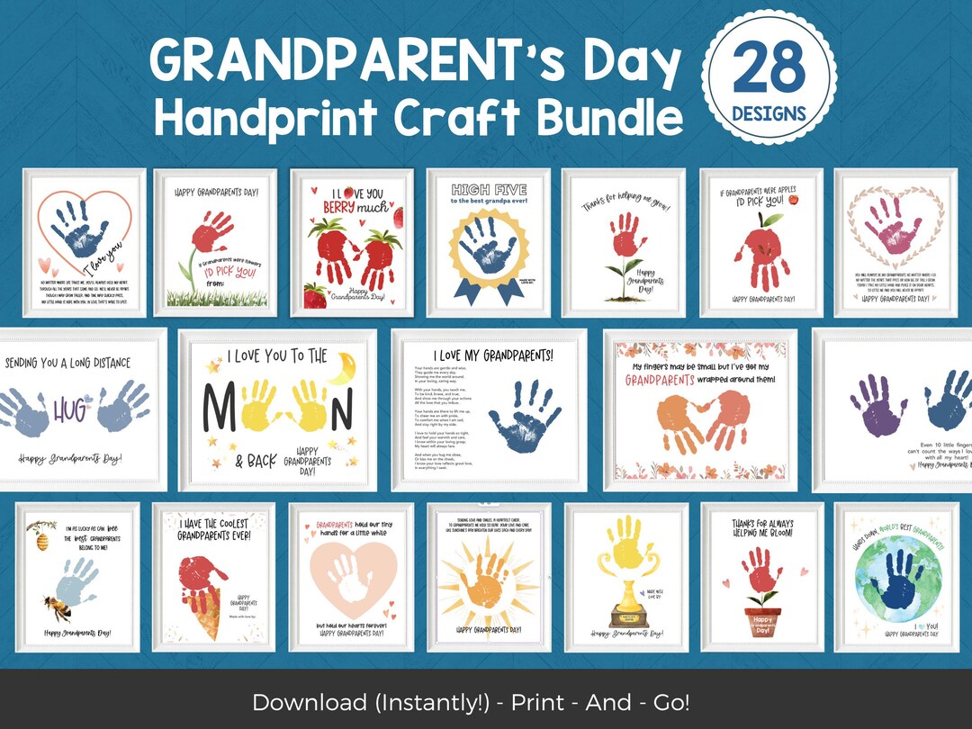 Grandparents Day Handprint Craft Bundle, 28 Printable Handprint Art ...