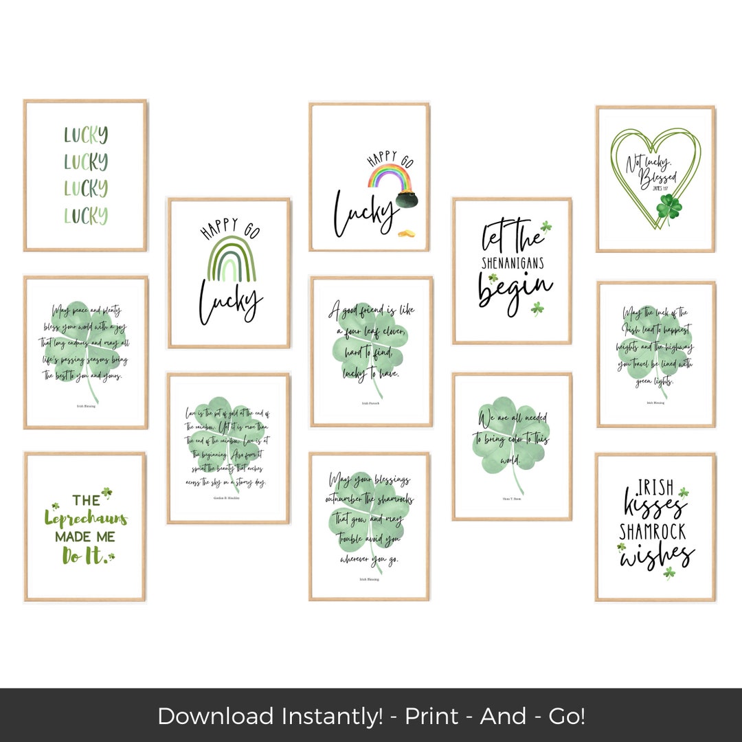 St Patricks Day Printable Wall Art Set, Irish Blessing Printable ...