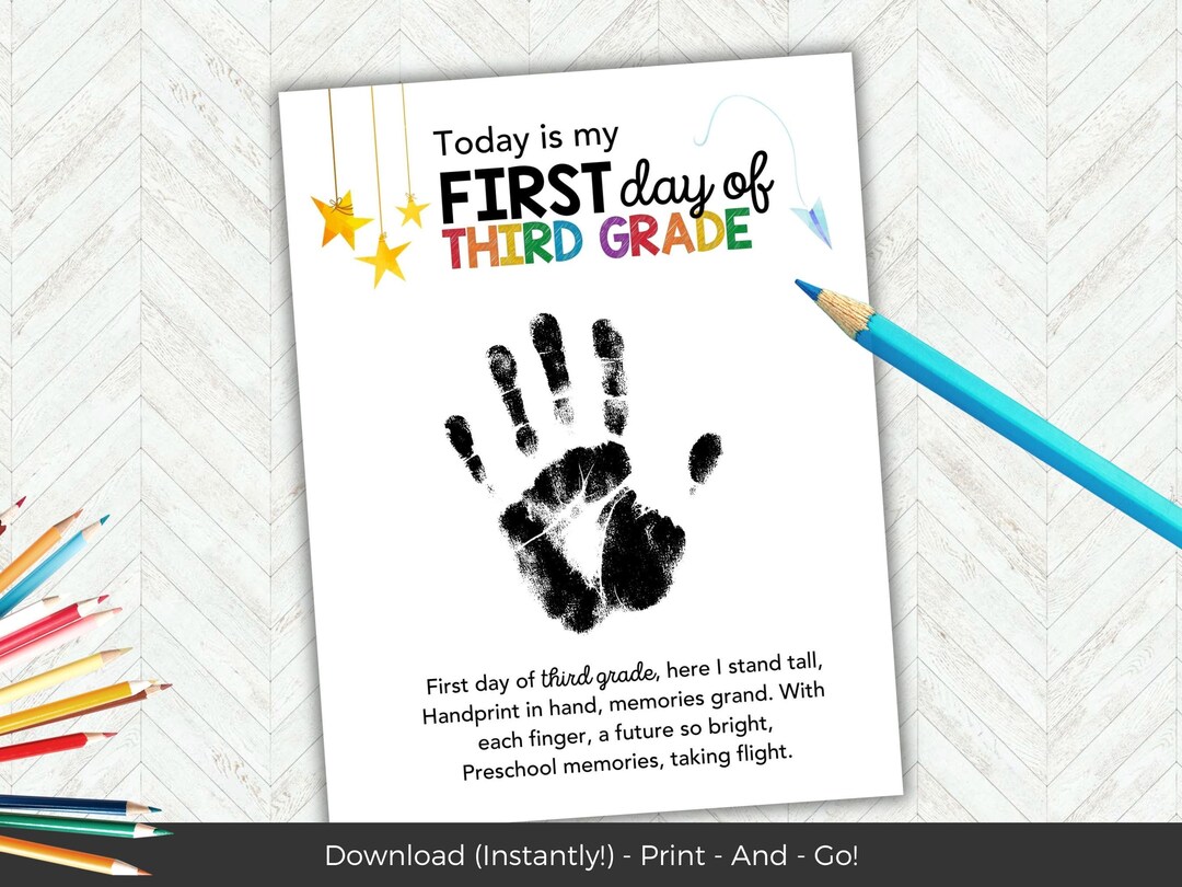 First Day of Third Grade Handprint Craft Back to School Activity ...